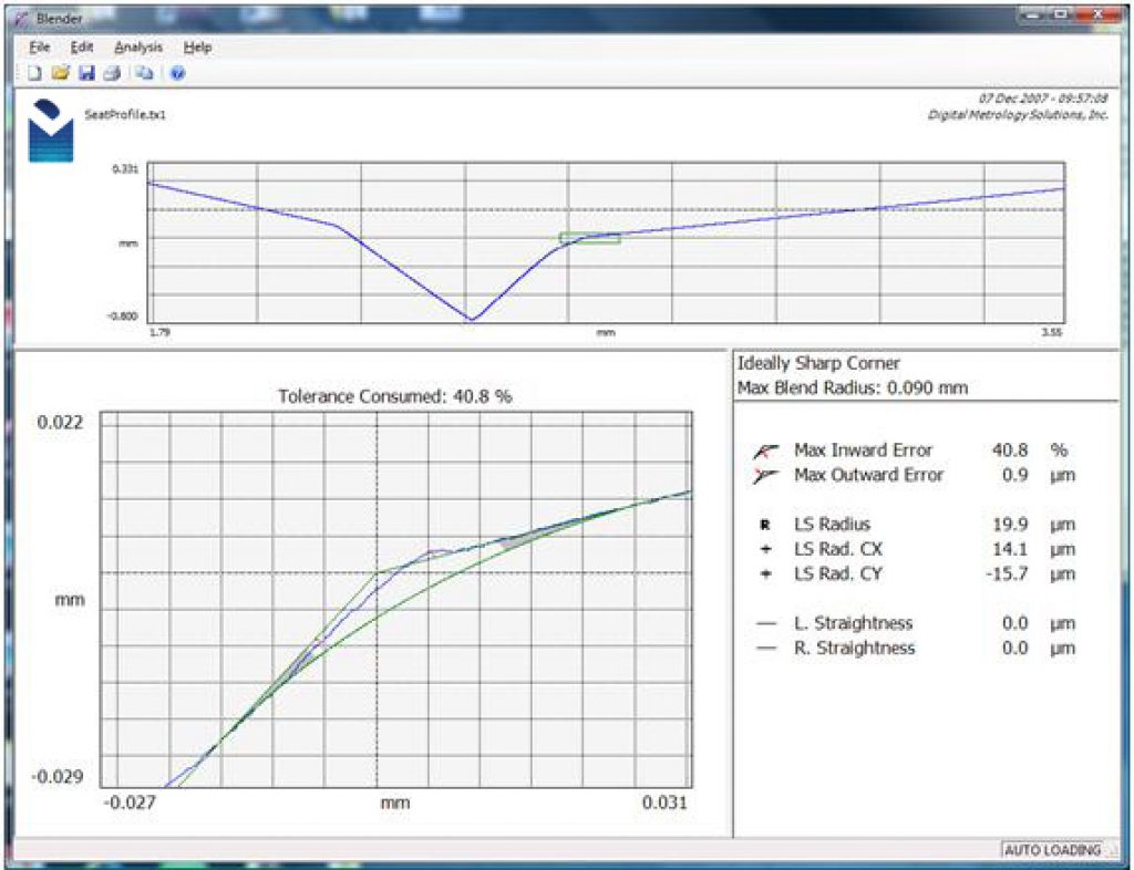 Blender Blend Radius Analysis Software - Digital Metrology